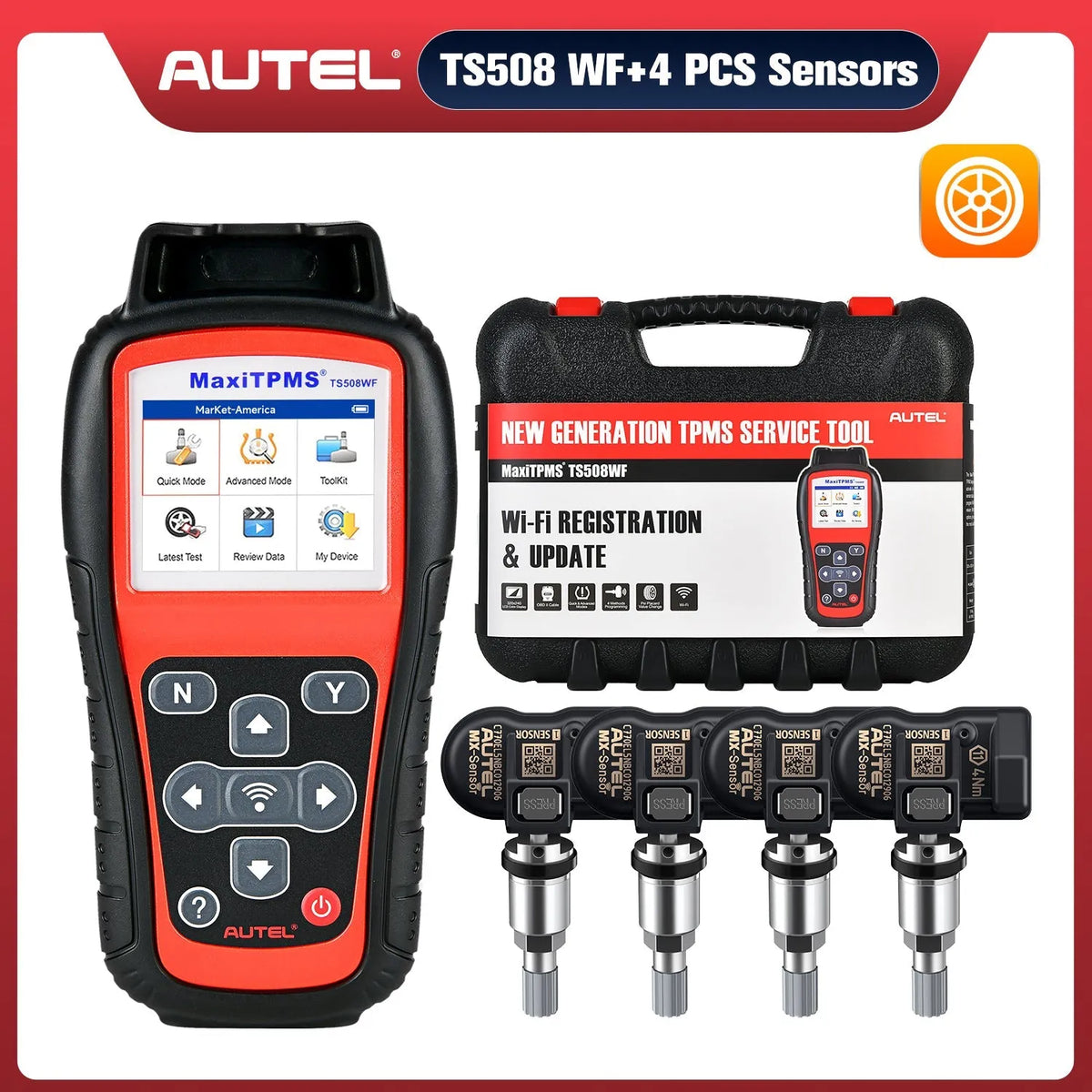 Autel MaxiTPMS TS508WF Kit WiFi TPMS Programming Tool With 4 PCS MX-Se ...